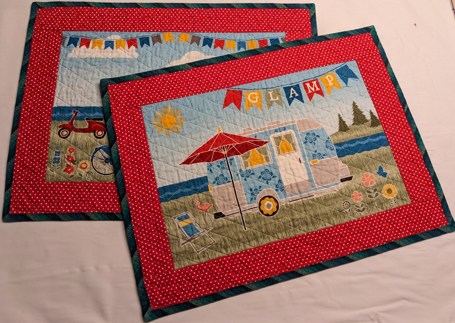 Placemats, Camping Theme, Handmade and Quilted in the USA, Set of 2 - Etsy