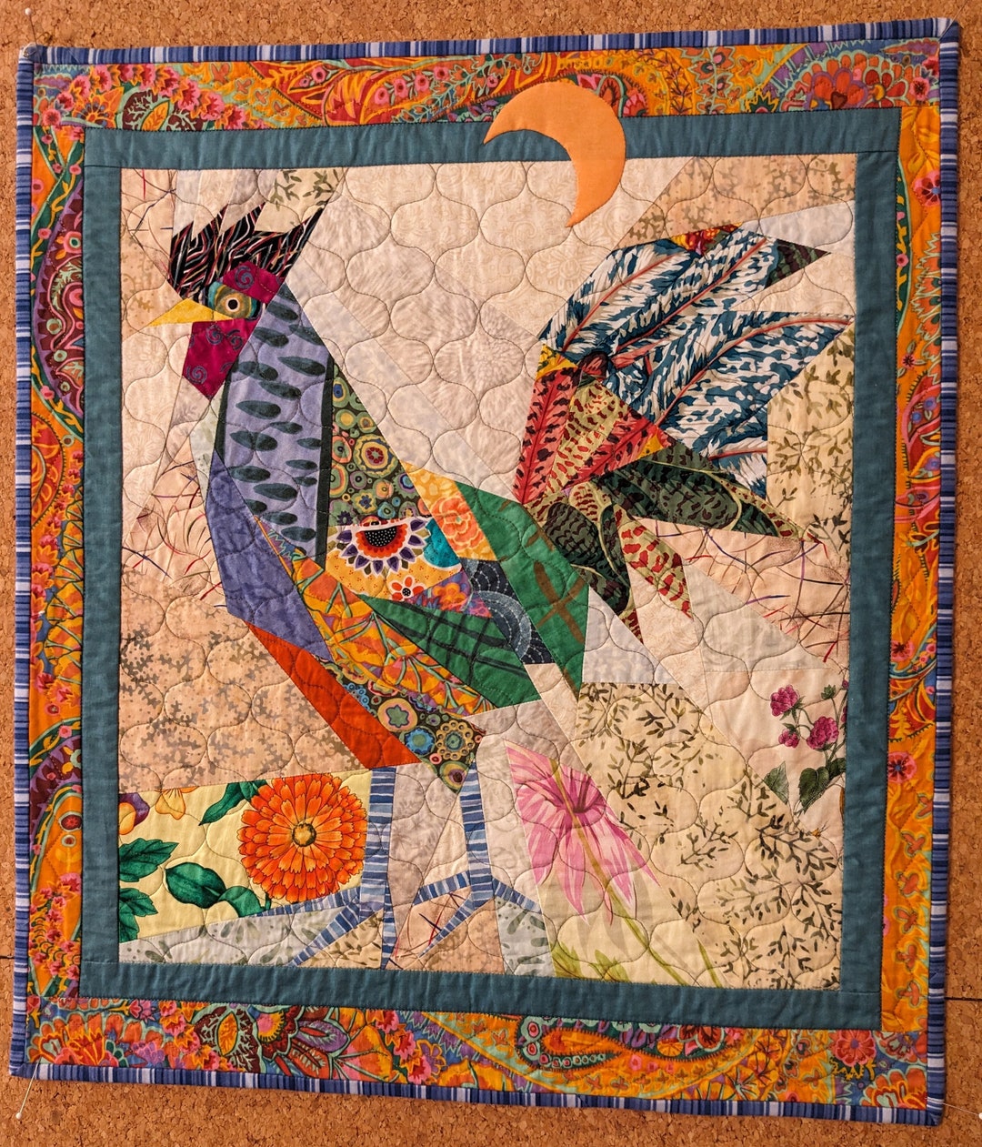 Colorful Rooster Quilted Wall Hanging: Vintage Cotton Kitchen Decor - Etsy
