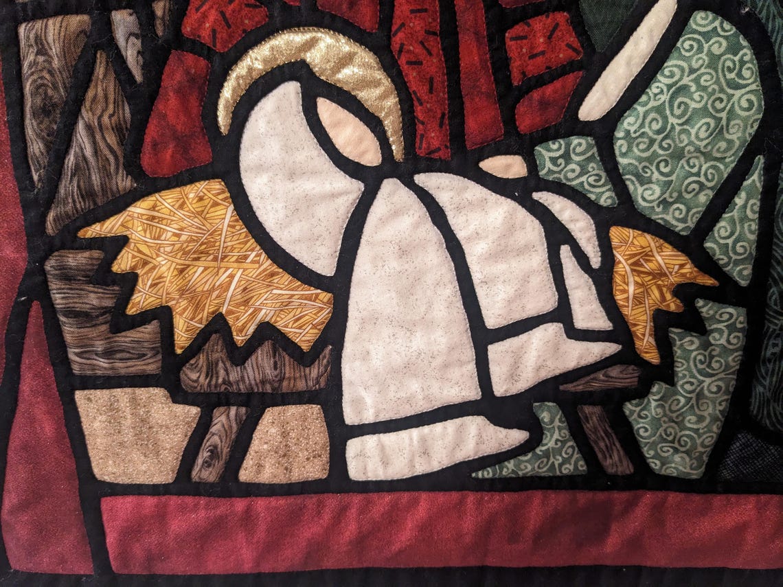 Stained Glass Hand Appliqued Quilted Christmas Nativity Wall Art - Etsy