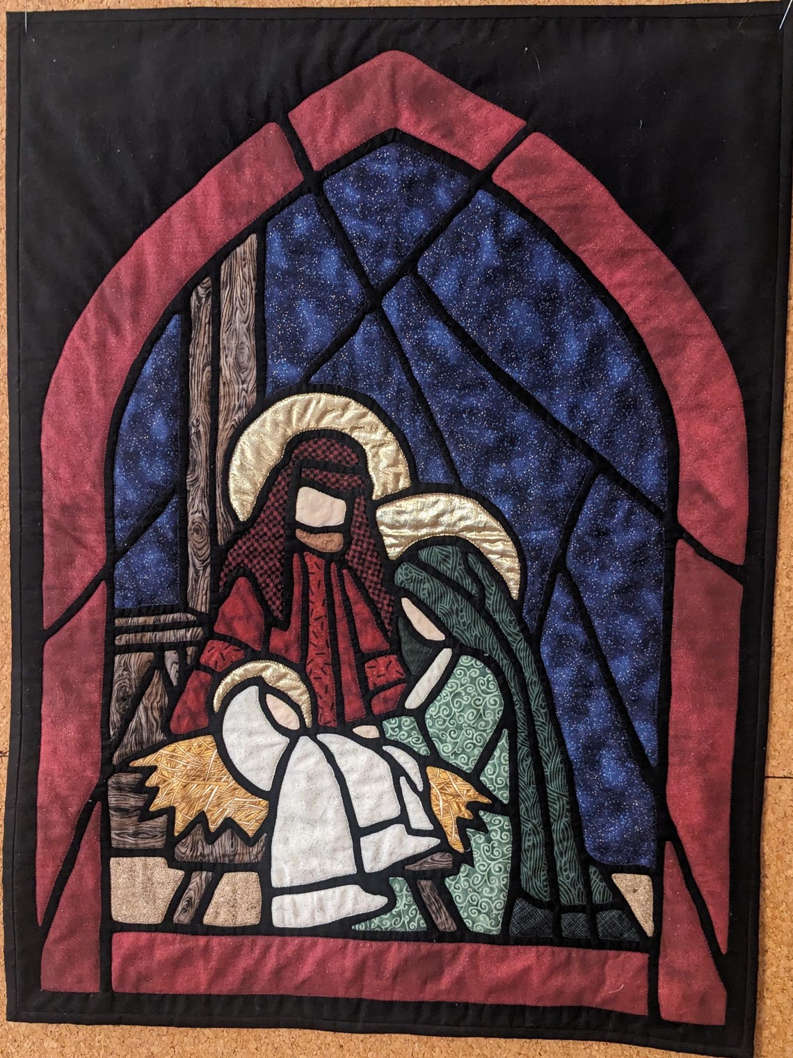 Stained Glass Hand Appliqued Quilted Christmas Nativity Wall Art - Etsy