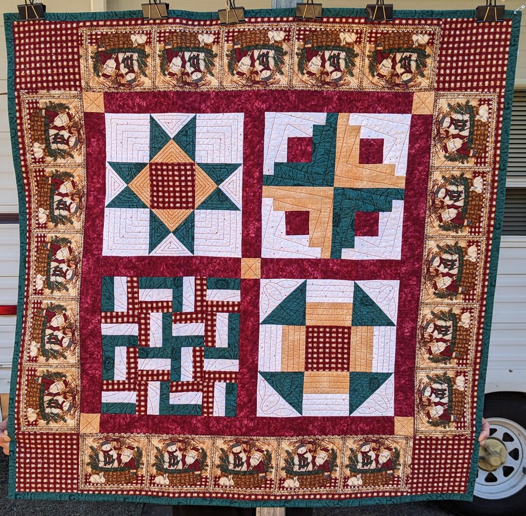 Quilted Christmas Sofa Sampler Quilt - Etsy