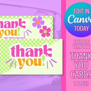 Thank You Card Template | Editable Canva Template, Bold Thank You Card ...