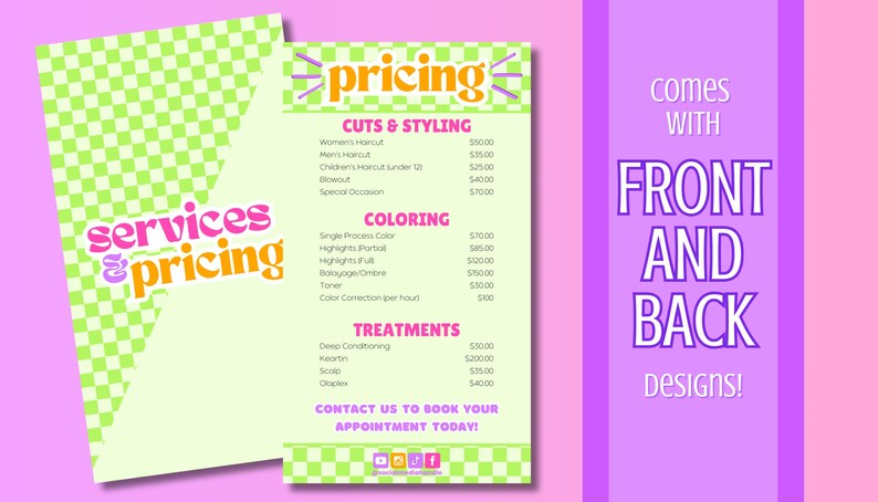 Price List Template | Editable Canva Template, Bold and Vibrant Price ...