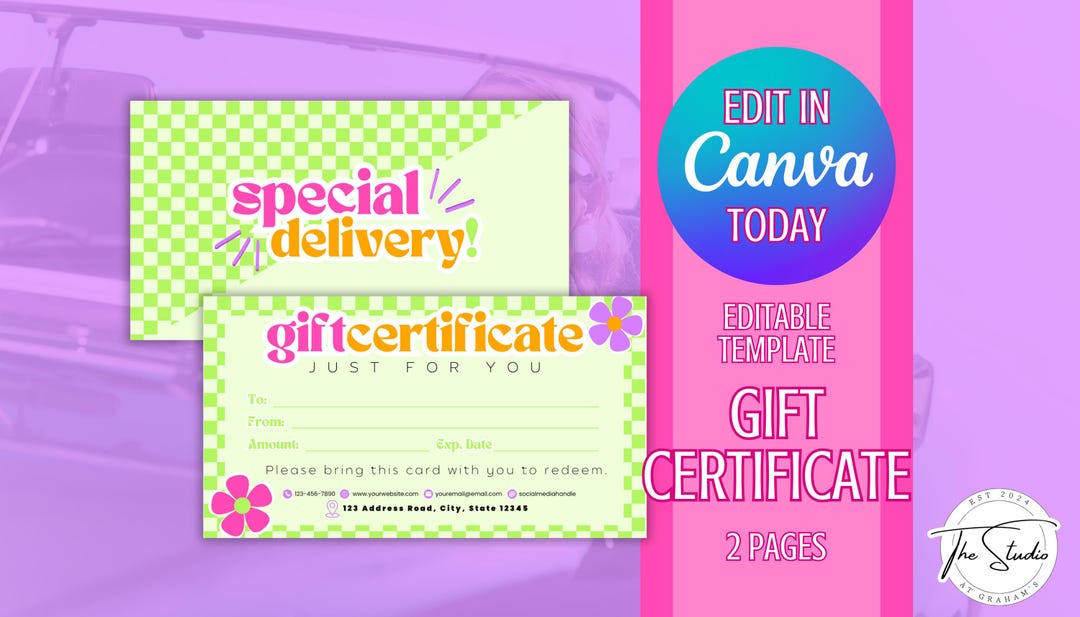 Gift Certificate Template | Editable Canva Template, Bold Gift ...
