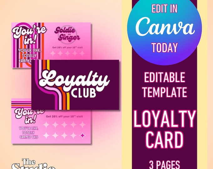 Editable Loyalty Card Template, Printable Customer Rewards, Canva ...