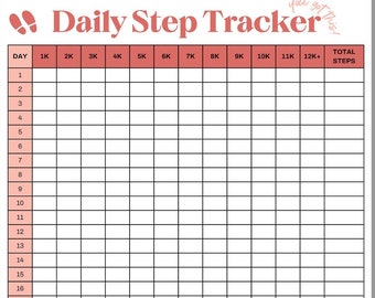 Step Tracker Printable Step Counter Daily Step Log Monthly - Etsy