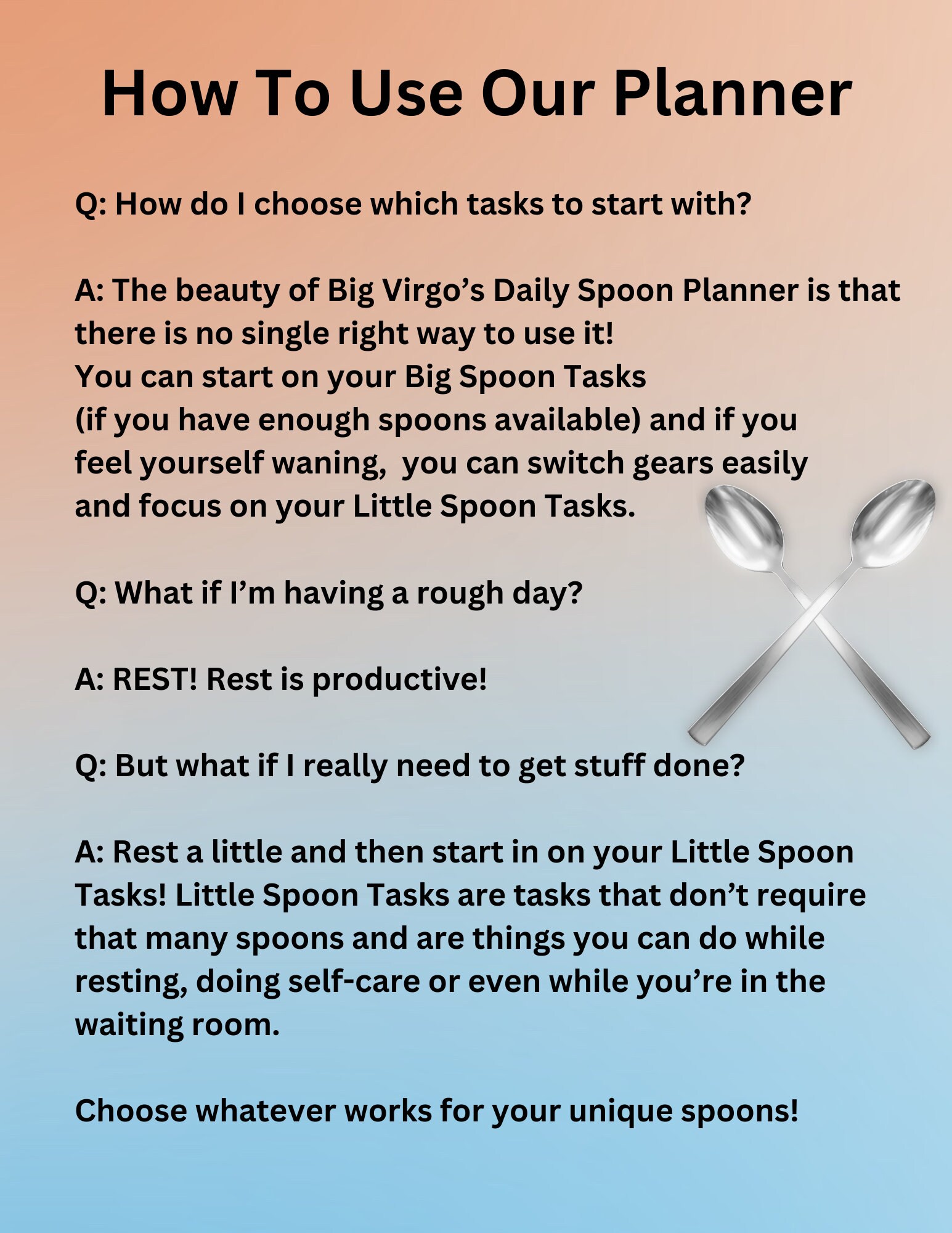 New Printable Daily Spoon Planner - Teal - Etsy