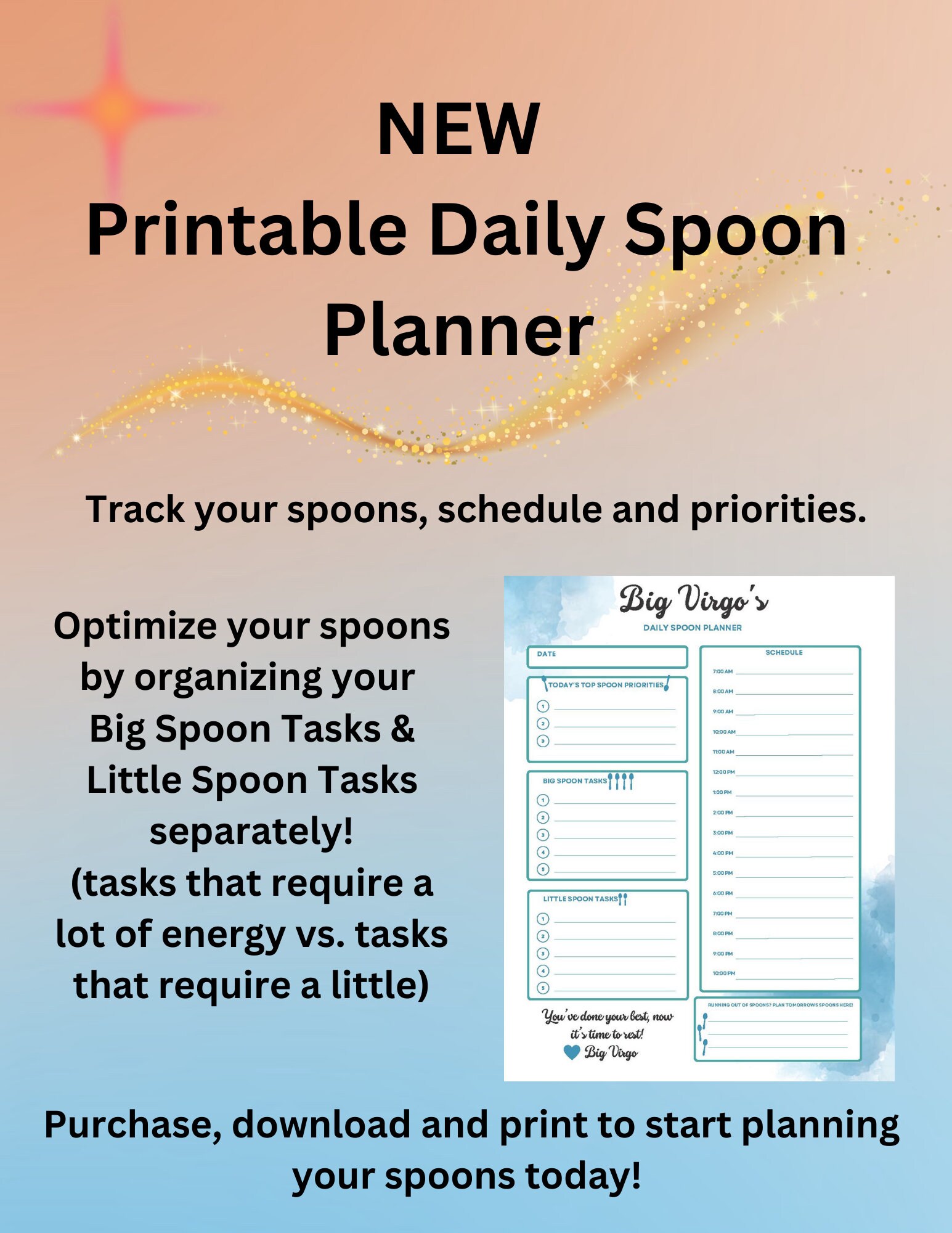 New Printable Daily Spoon Planner - Teal - Etsy