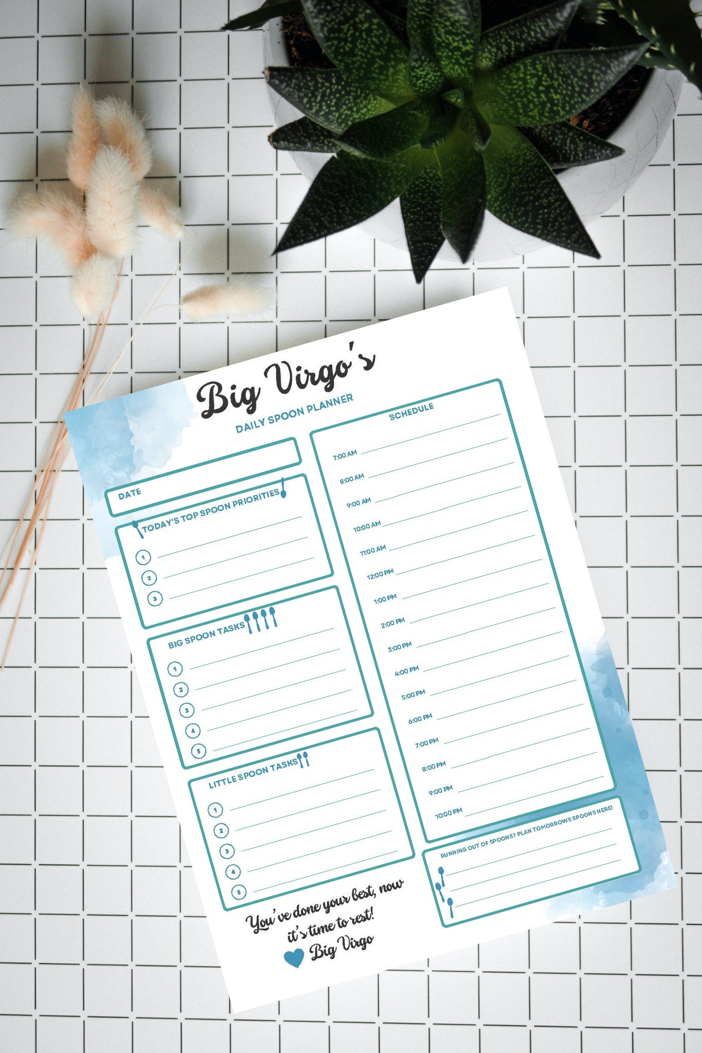 New Printable Daily Spoon Planner Teal - Etsy