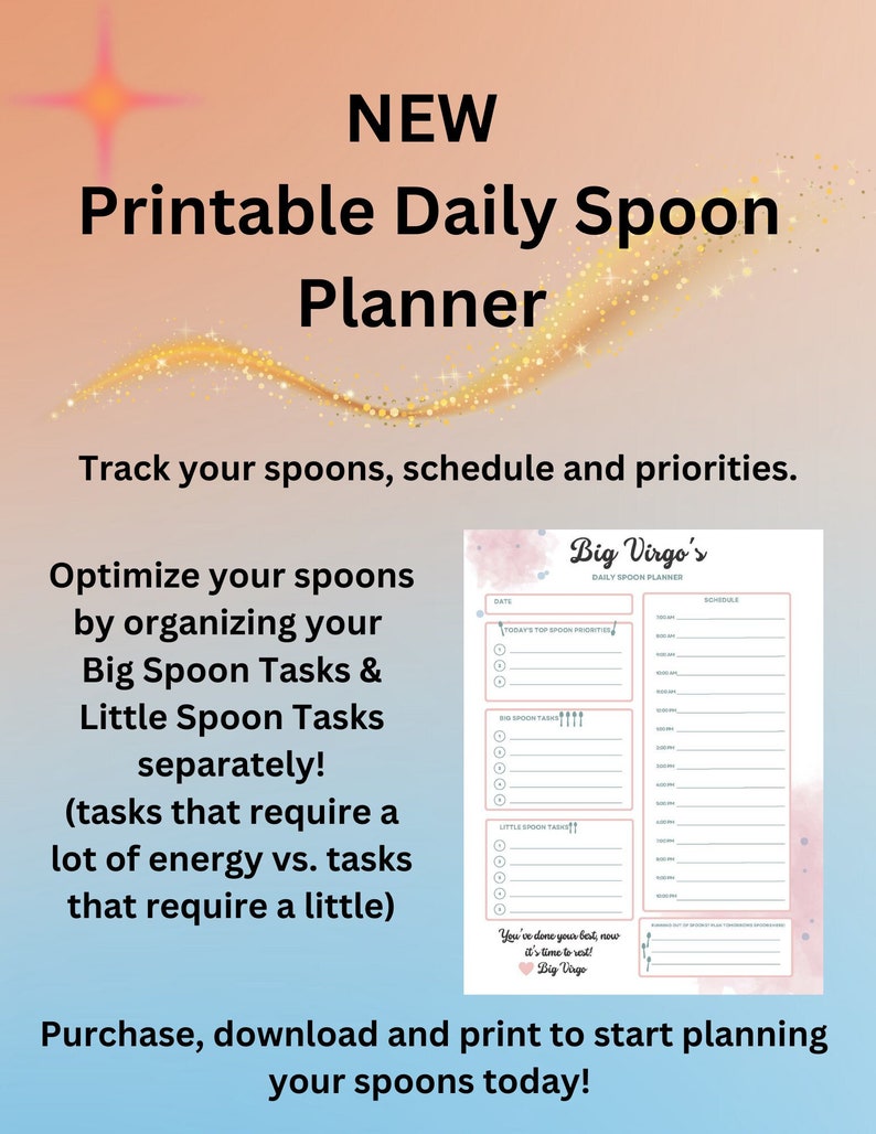 New Printable Daily Spoon Planner for Chronic Illness - Etsy