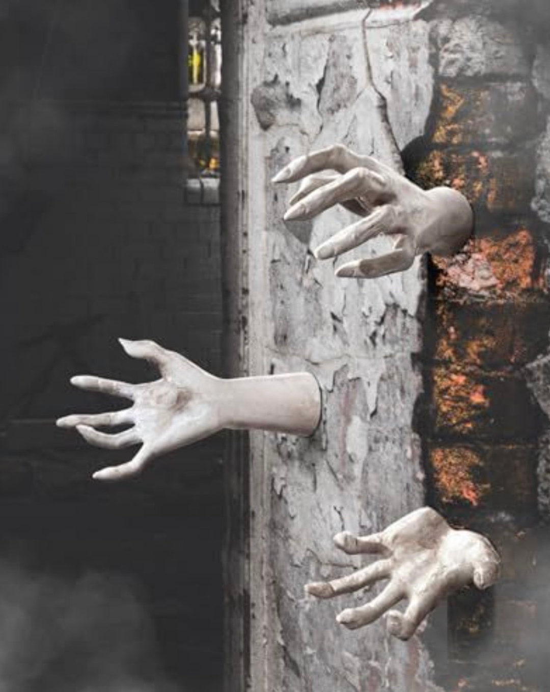 Halloween Wall Mounted Creepy Reaching Hands, Resin Life-sized Horror ...