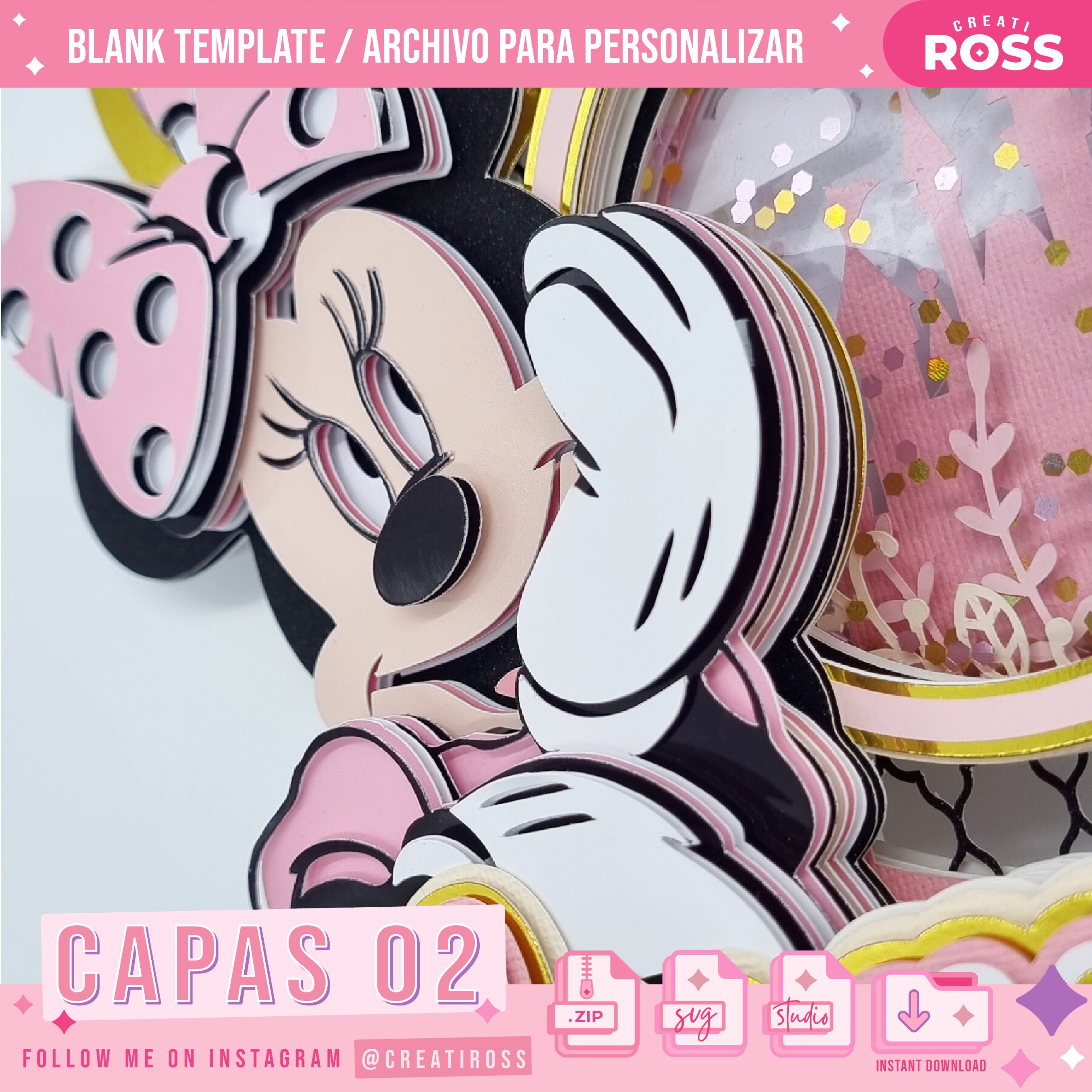Layers 02 Minnie Mouse Layered, Layered Character, Digital File SVG or ...