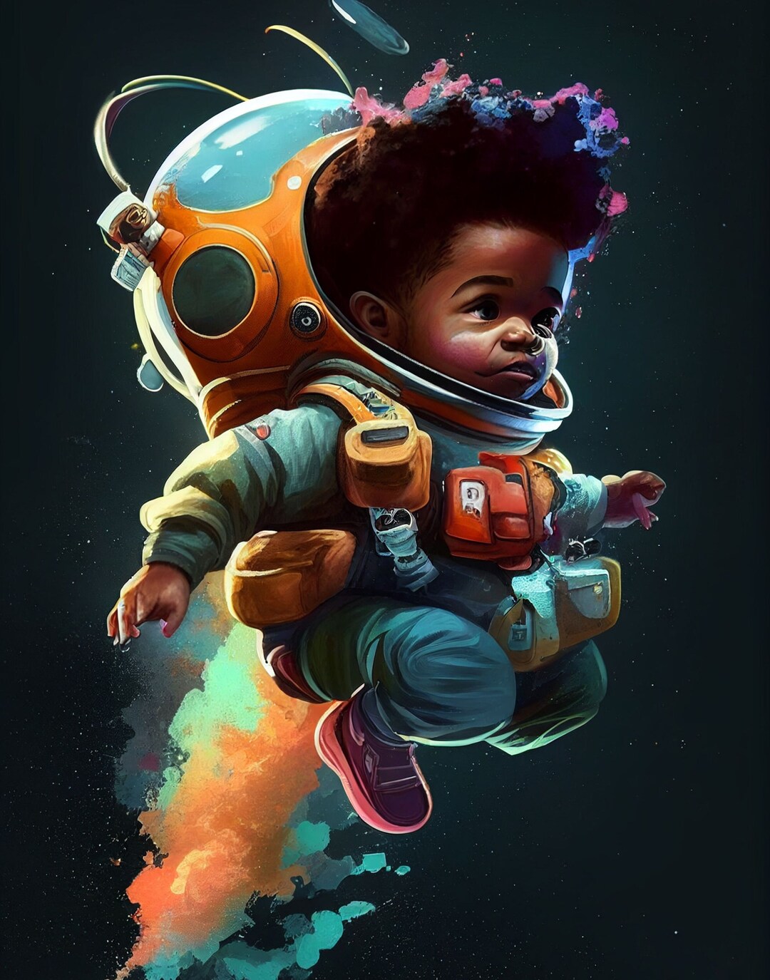 Black Astro Baby Boy Art Print: Space Nursery Decor (digital Download ...