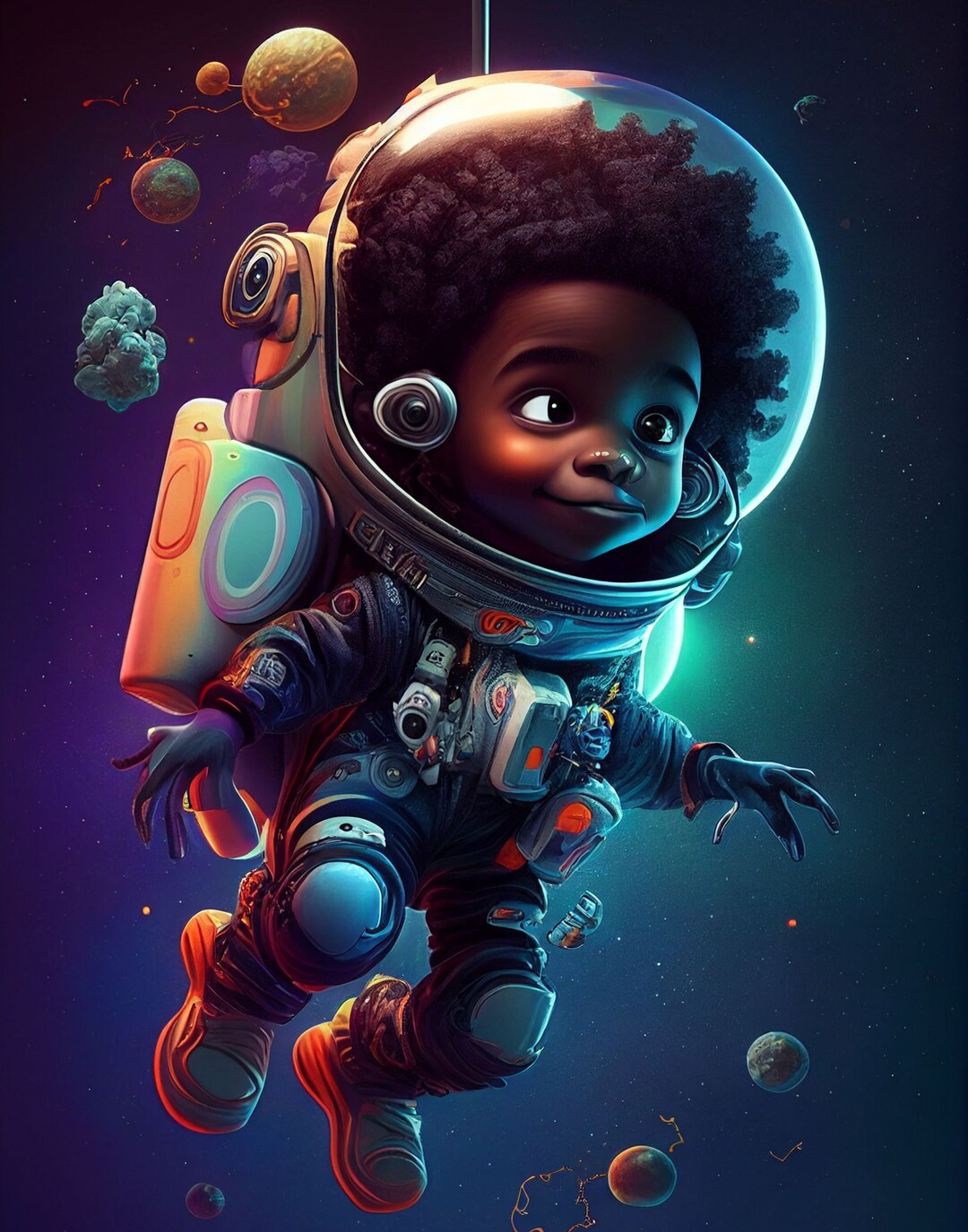 Black Astro Boy Print: Space Nursery Art (digital Download) - Etsy