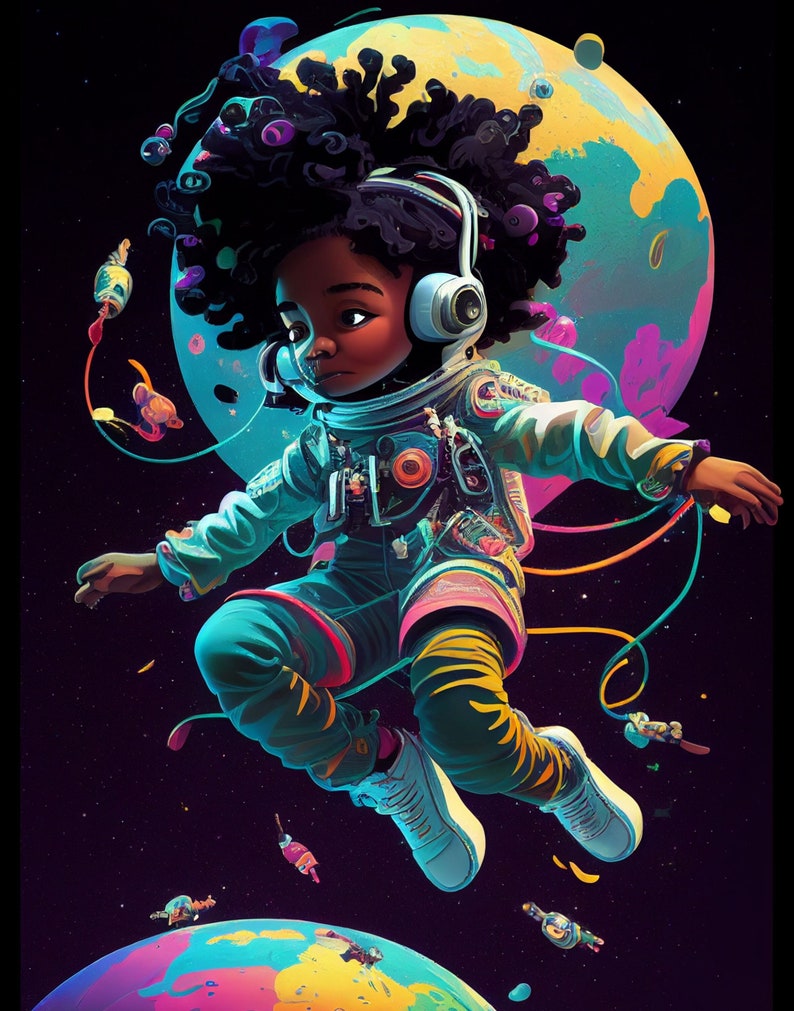 Black Astro Girl | Space Art for Kids | Astronaut Girl | Space Themed ...