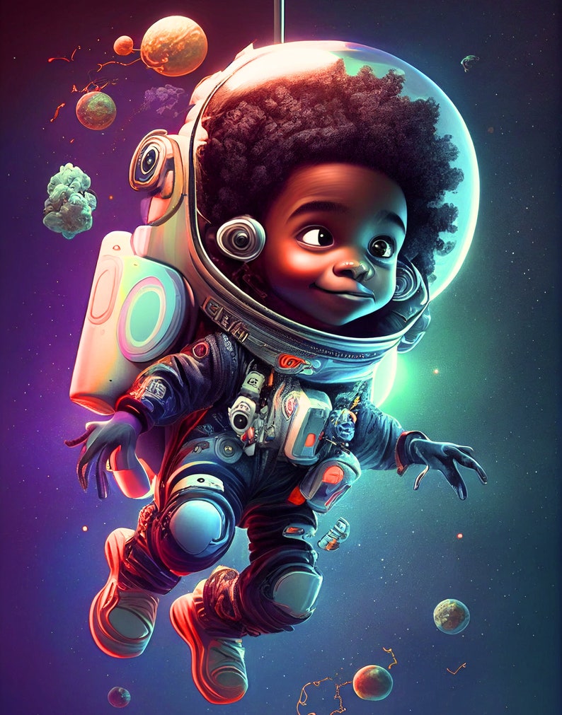 Black Astro Boy Print: Space Nursery Art (digital Download) - Etsy