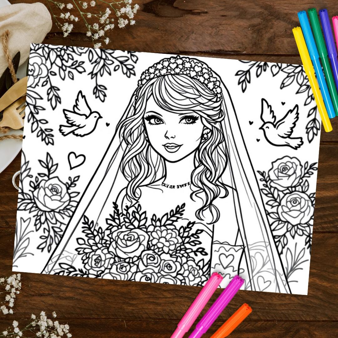 Swifty Wedding Coloring Printable Placemat Activity for Kids Table ...