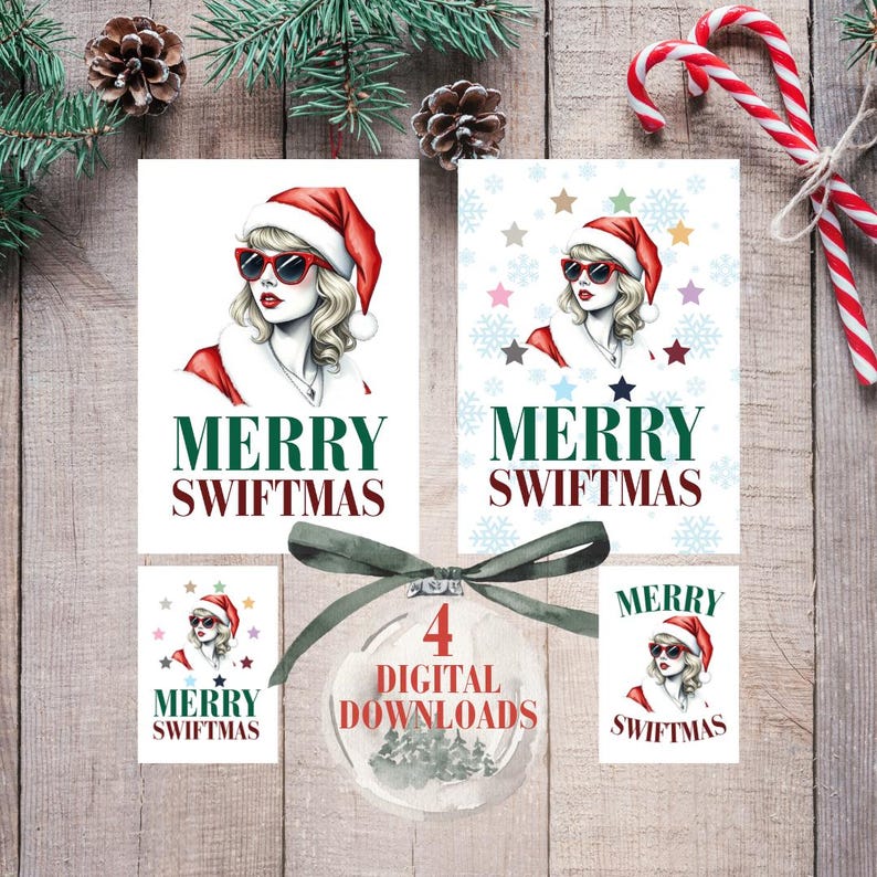 Merry Swiftmas Printable Taylor Swift Christmas DIY Gift Art PNG ...