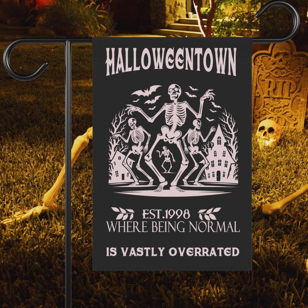 Halloween Garden Flag Skeleton Yard Sign Halloweentown Funny Front Yard ...