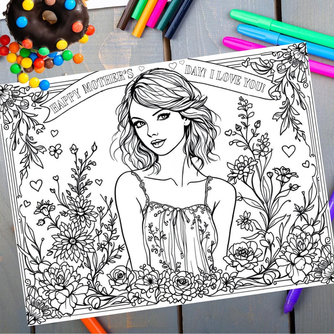 Swifty Mother's Day Coloring Printable Placemat Gift Activity for Kids ...
