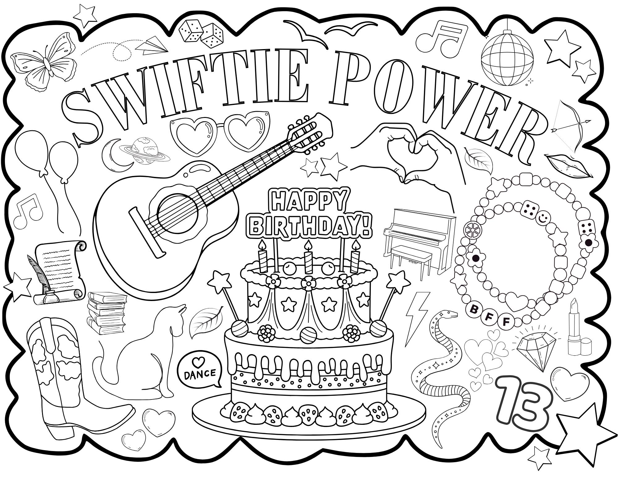 Swifty Coloring Printable Birthday Placemat Activity for Kids Party ...