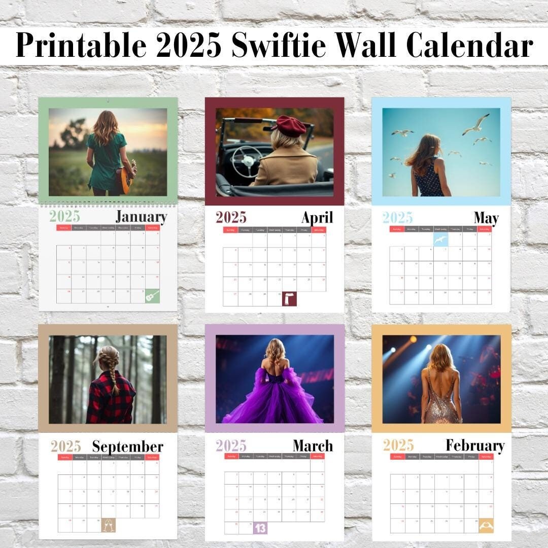 Swiftie 2025 Calendar Printable PDF Eras Merch Wall Calender PNG Gift ...