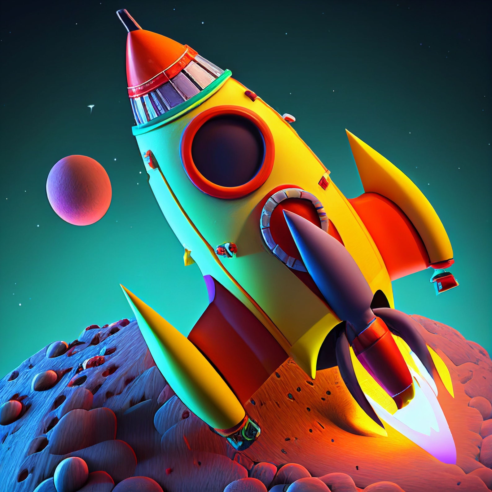 Printable Space Art Set: 5 Spaceships & Planets | Nursery Wall Decor ...