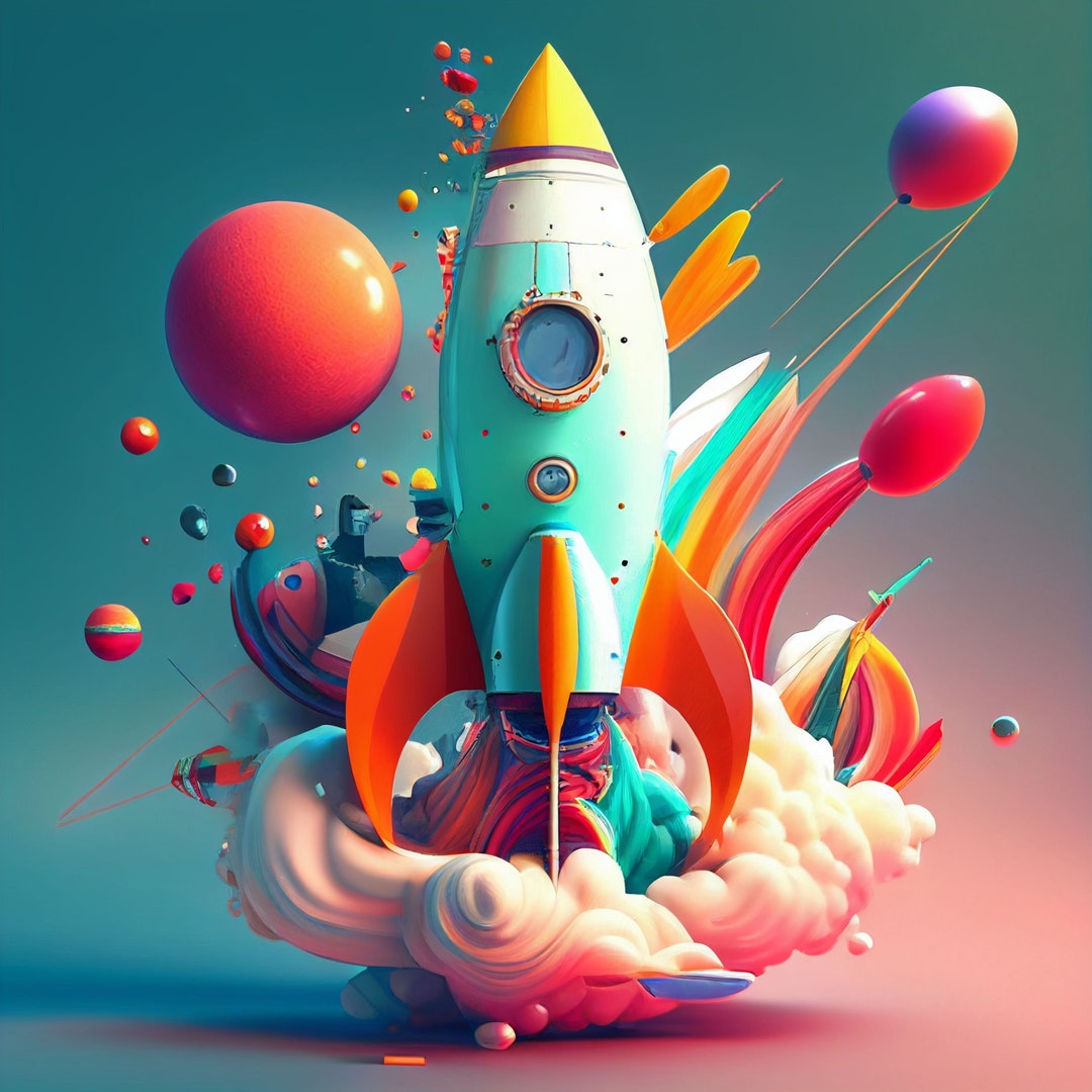 Printable Space Art Set: 5 Spaceships & Planets | Nursery Wall Decor ...