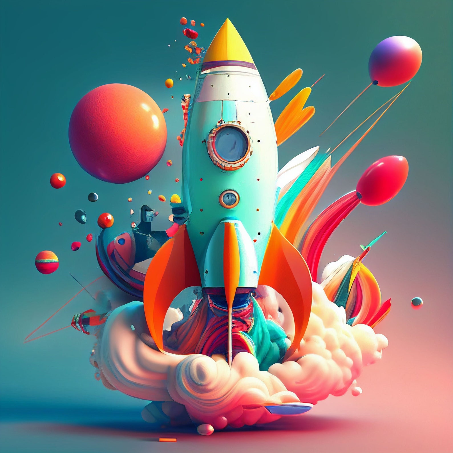 Printable Space Art Set: 5 Spaceships & Planets Nursery Wall Decor ...