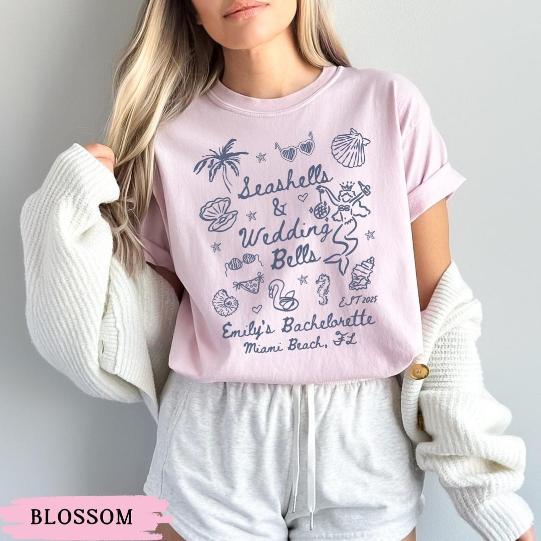 Seashells Wedding Bell Beach Bachelorette Shirt, Comfort Colors Coastal ...
