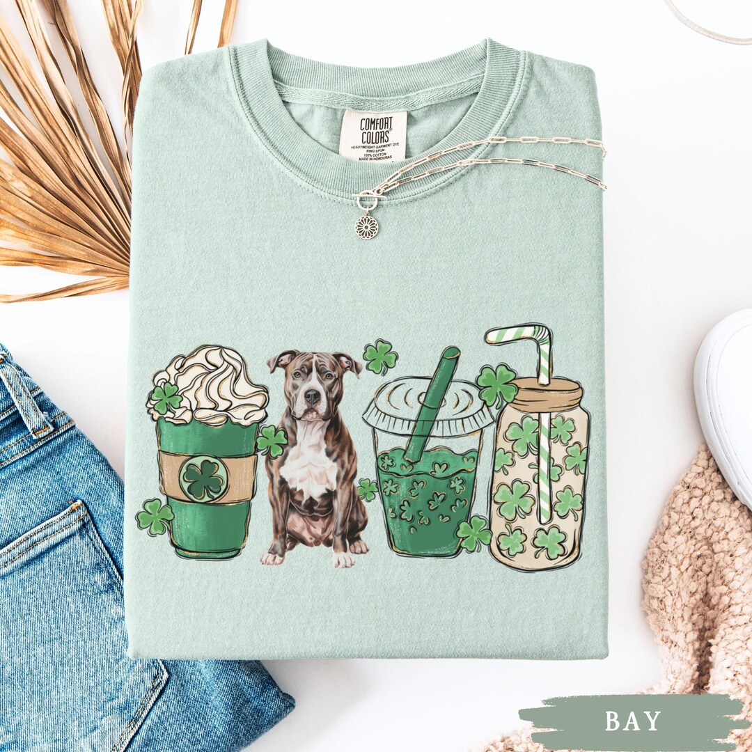 Pit Bull St. Patricks Day Dog Shirt, Comfort Colors Irish Coffee ...