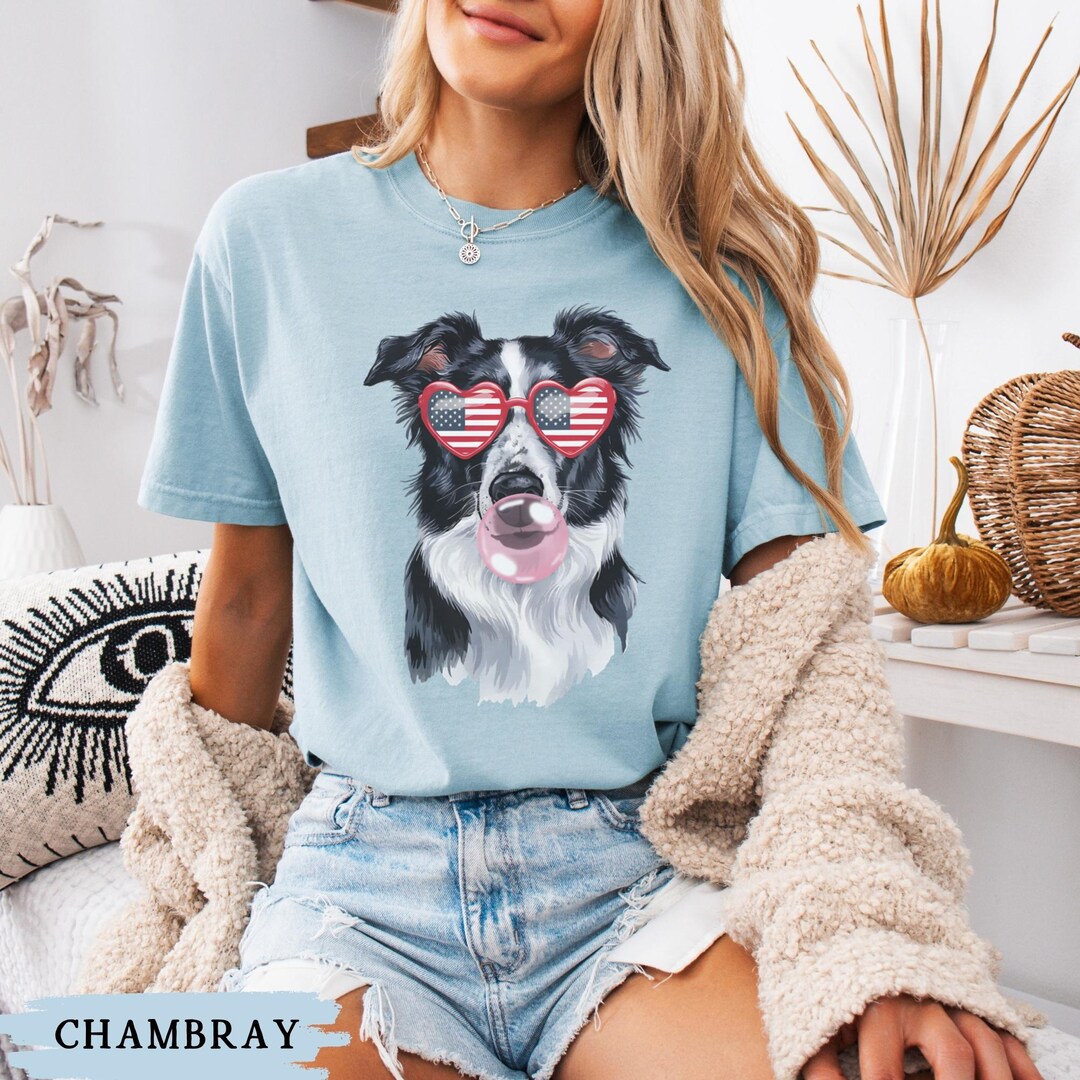 Patriotic Border Collie July 4th Shirt, Comfort Color Independence Day ...