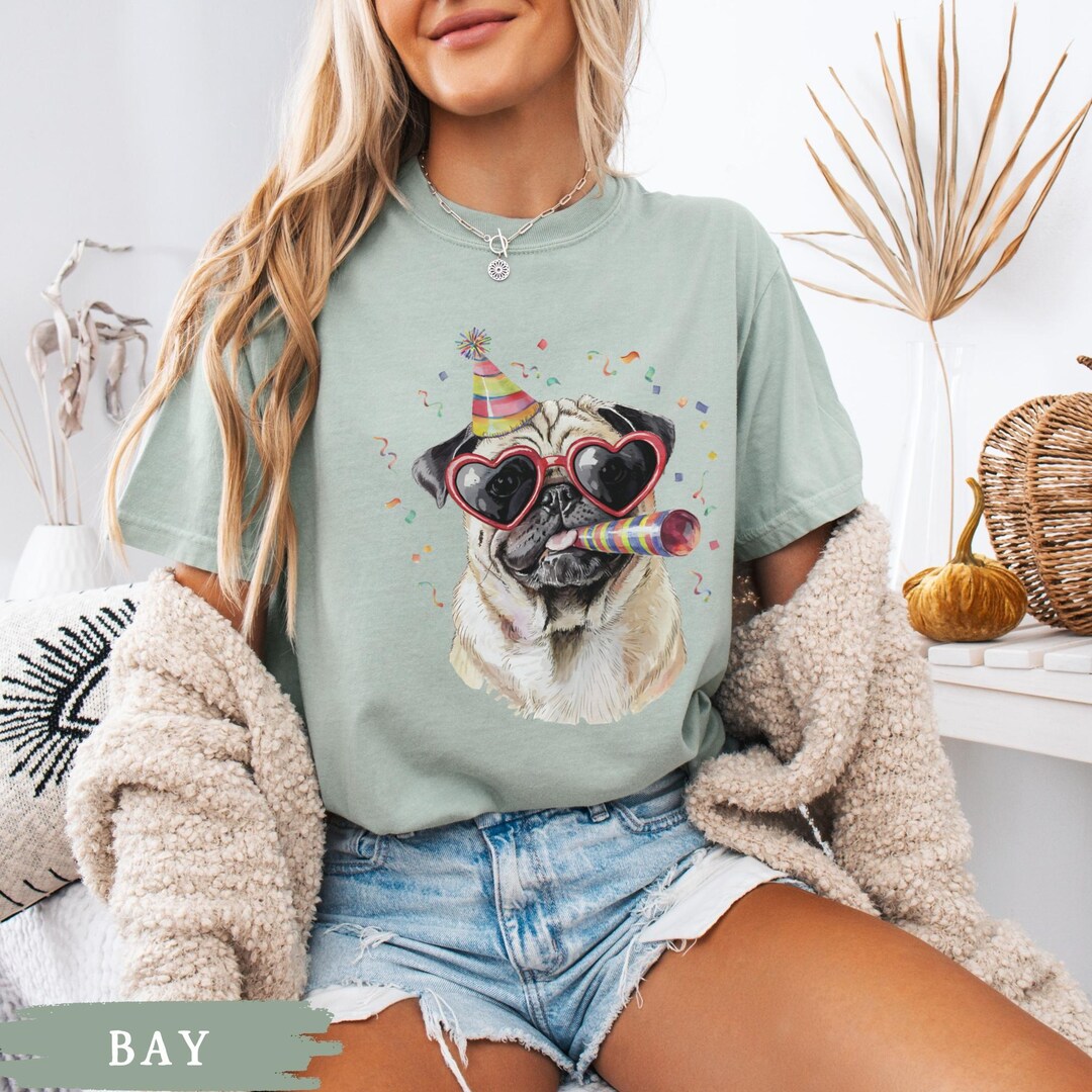 Funny Pug Dog Birthday Shirt, Comfort Colors Party Animal Tshirt, Pug ...