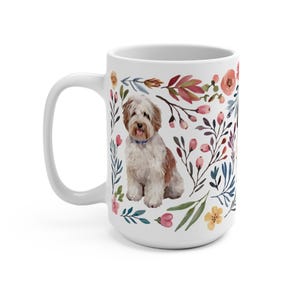 Floral Sheepadoodle Coffee Mug, Flower Sheepadoodle Dog Mom Gift, Boho ...