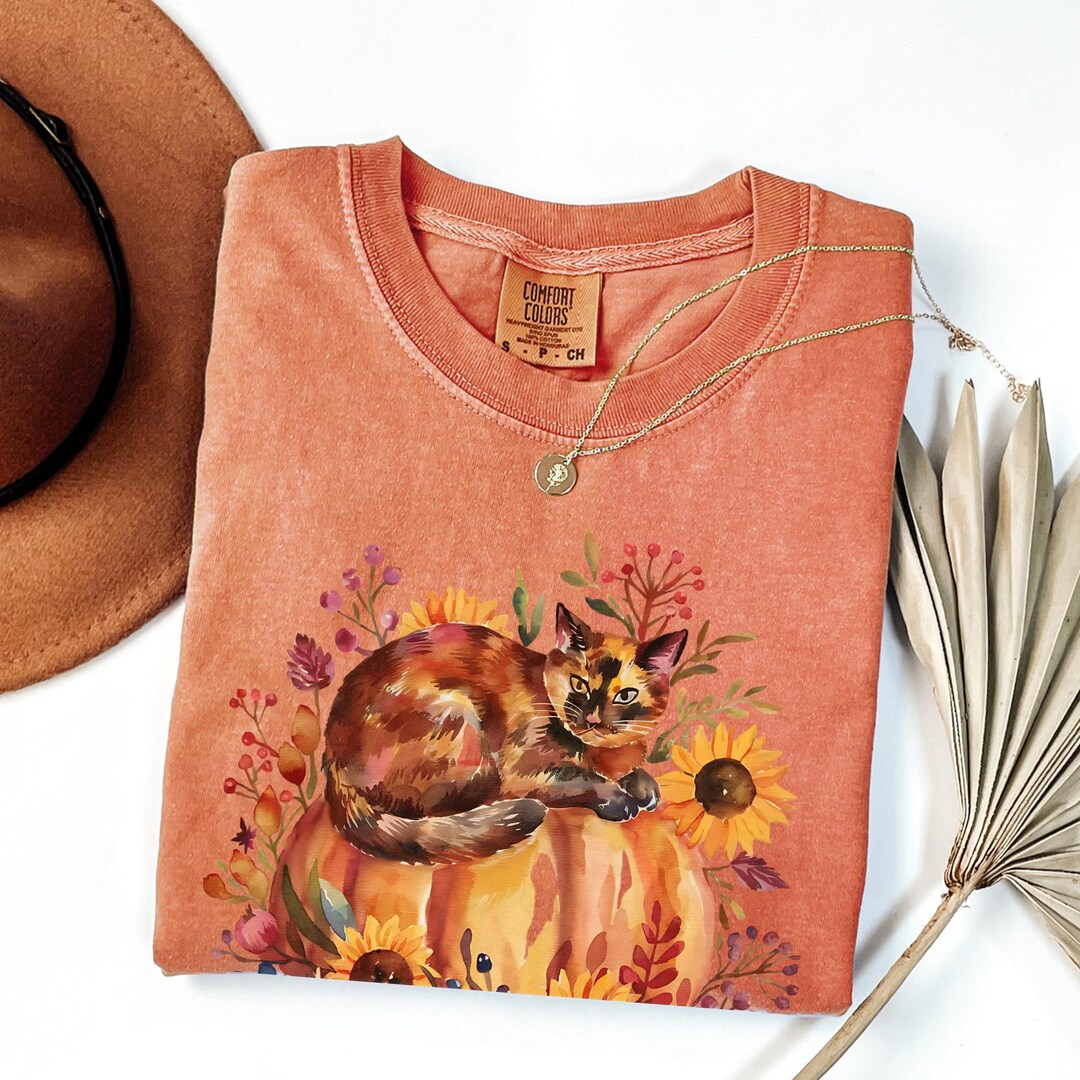 Fall Pumpkin Tortie Cat Shirt, Comfort Colors Thanksgiving ...