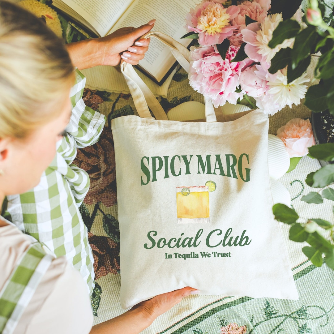 Spicy Marg Tote Bag, Margarita Social Club Book Bag, Tequila Lover ...
