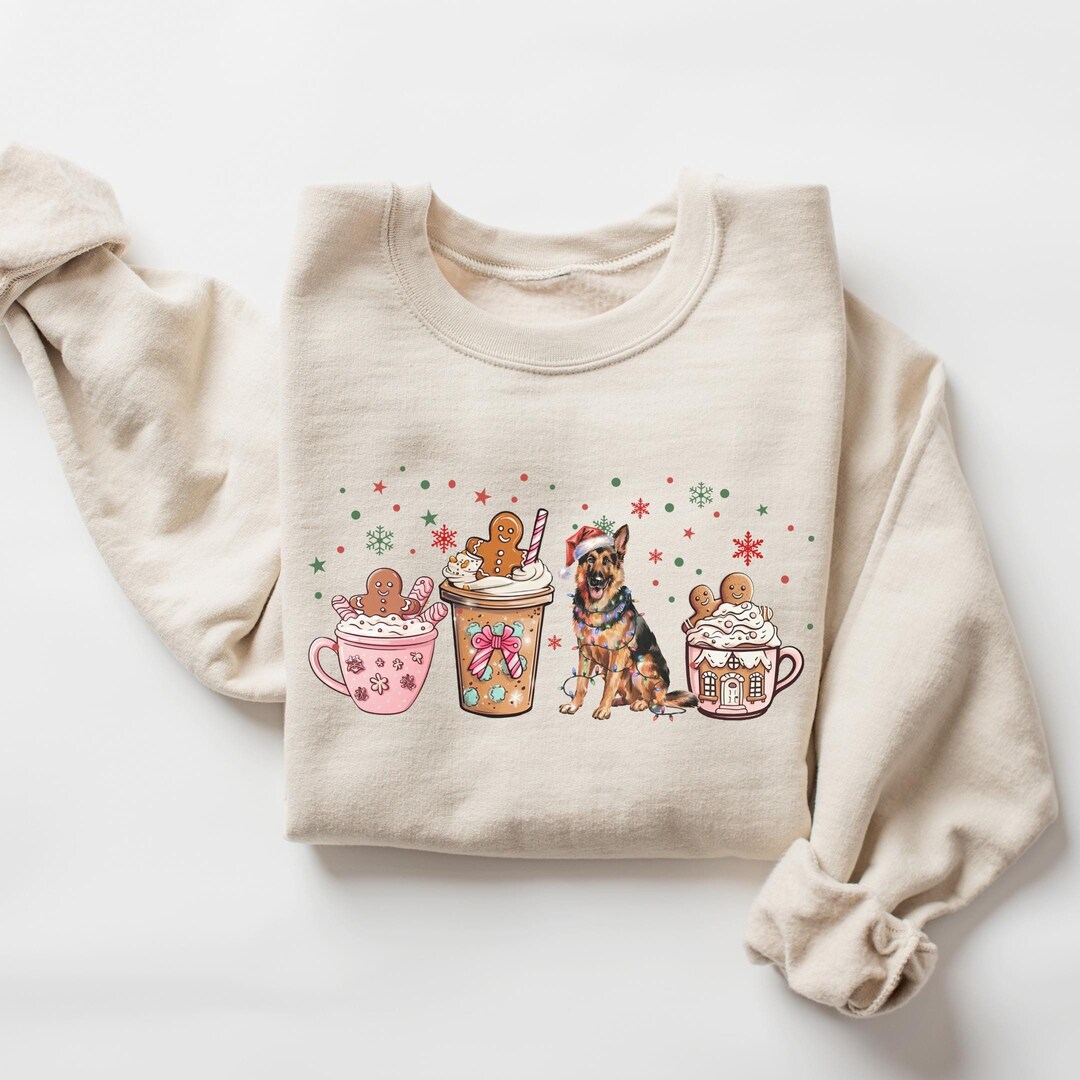 Christmas Coffee German Shepherd Sweatshirt, Gingerbread German ...