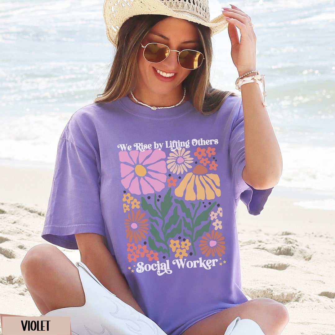 Floral Social Worker Shirt, Groovy Comfort Colors Social Work Crewneck ...