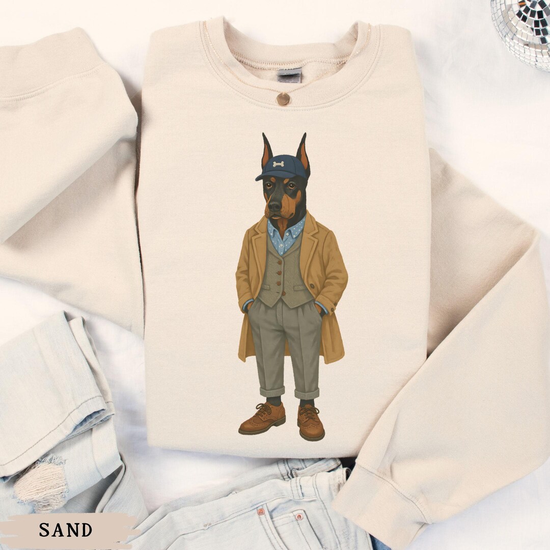 Preppy Doberman Sweatshirt, Funny Dobie Vet Tech Crewneck Sweater, Chic ...