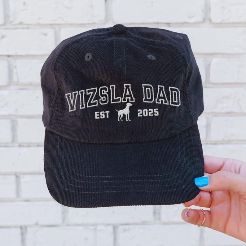 Vizsla Dog Mom Corduroy Embroidered Hat, Custom Vizsla Dog Dad Cap ...
