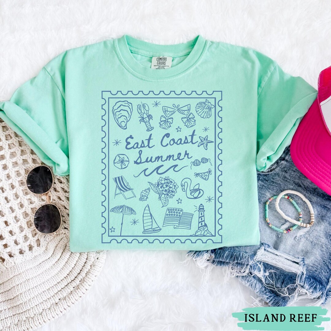 East Coast Summer Shirt, Comfort Colors Coquette Seashell Tee, Vintage ...