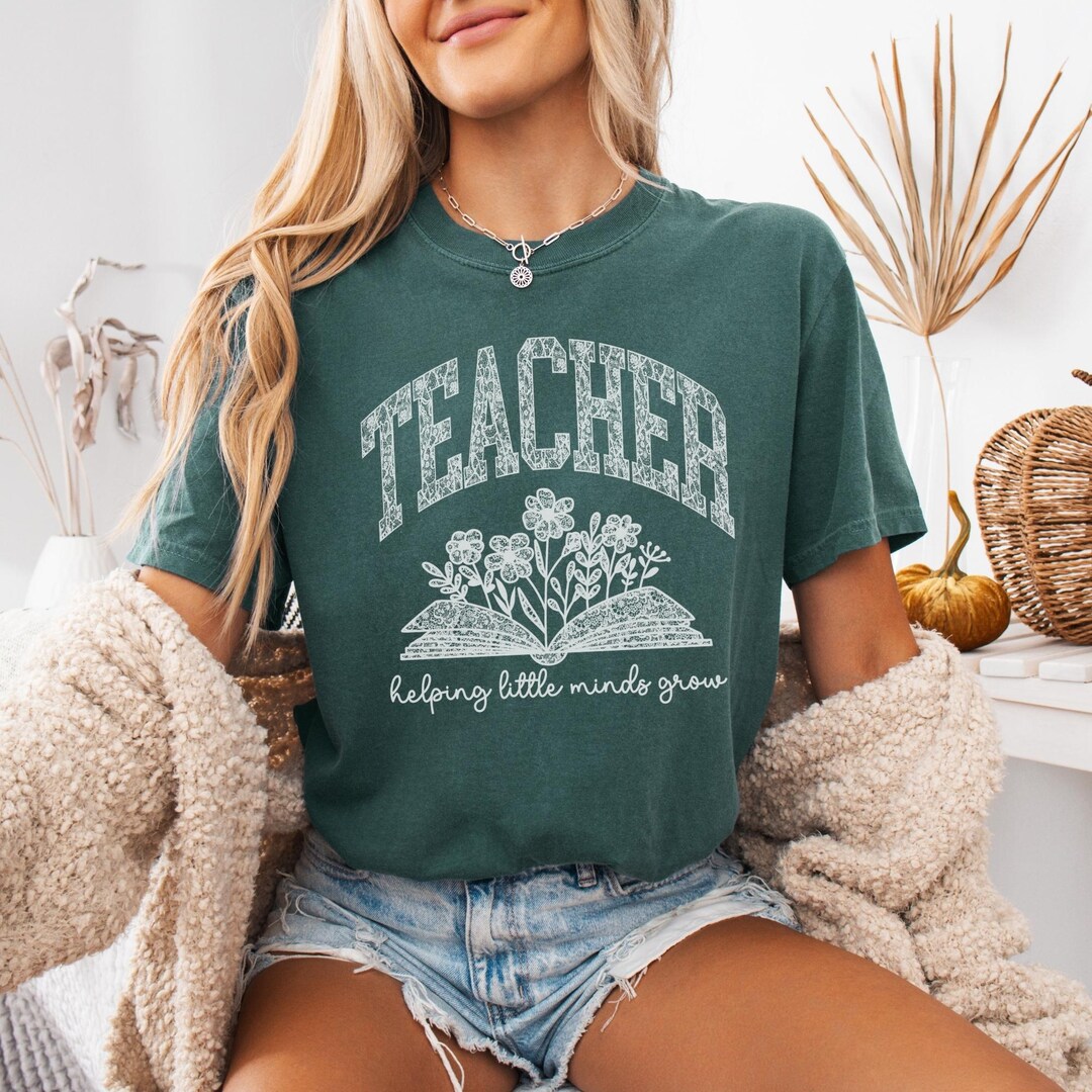 Faux Lace Teacher Shirt, Comfort Colors Coquette Reading Teacher Tee ...