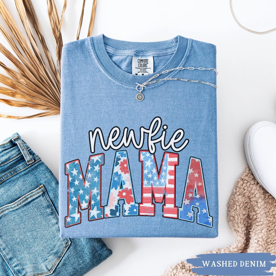 Patriotic Newfie Mama 4th of July Shirt, Comfort Colors Independence ...
