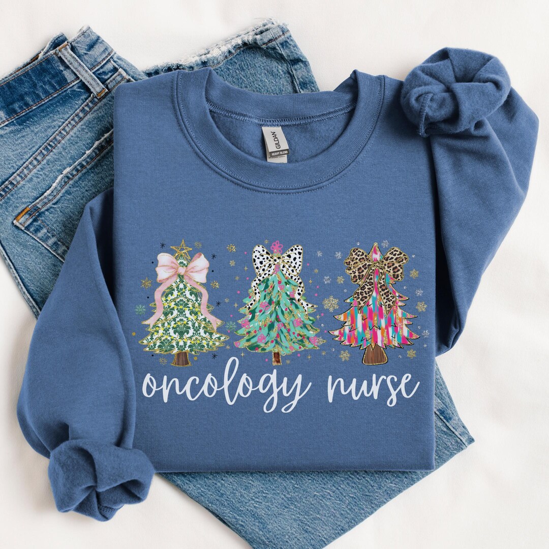 Oncology Nurse Colorful Christmas Tree Sweatshirt, Xmas Oncology ...
