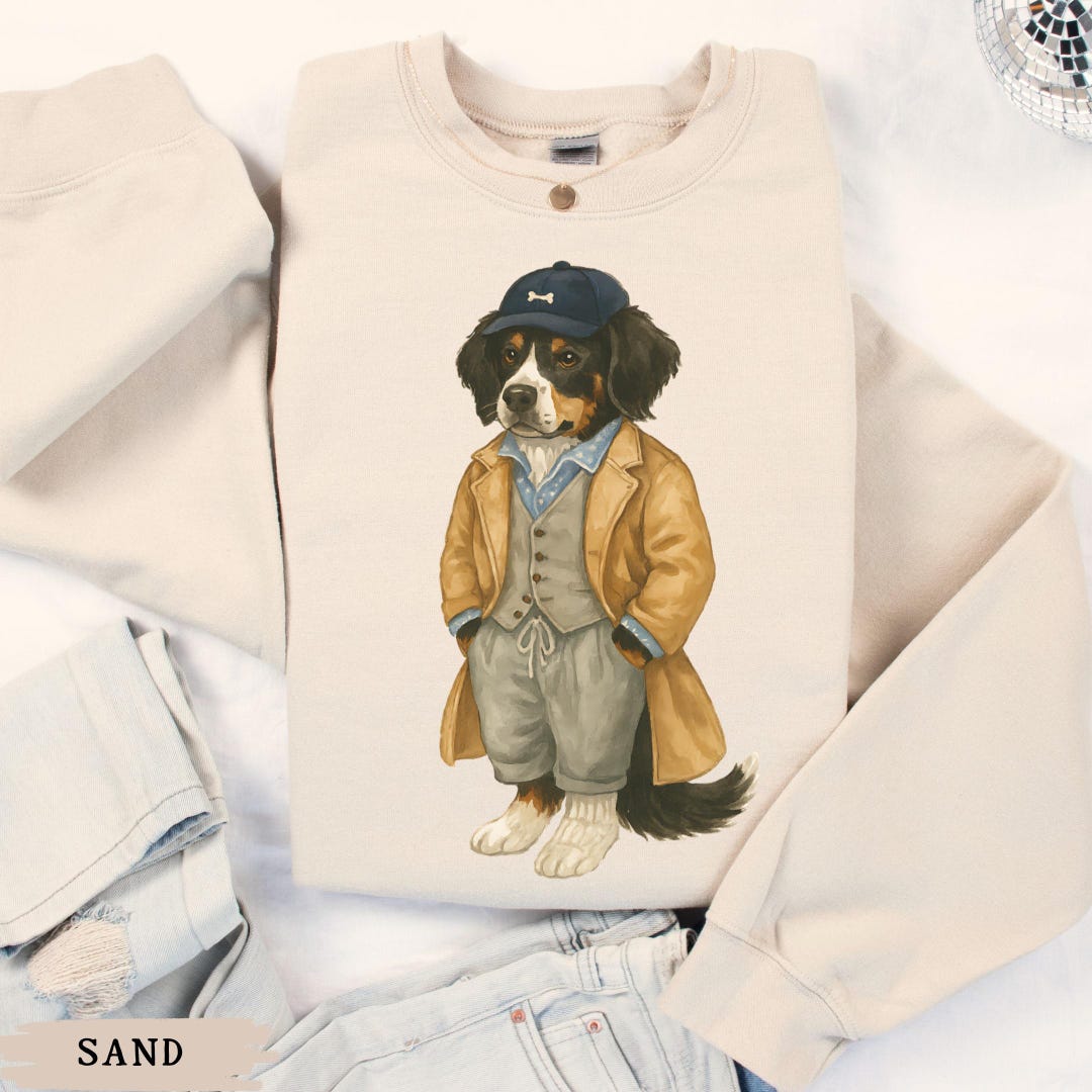 Preppy Bernese Mountain Dog Sweatshirt, Funny Bernie Vet Tech Crewneck ...