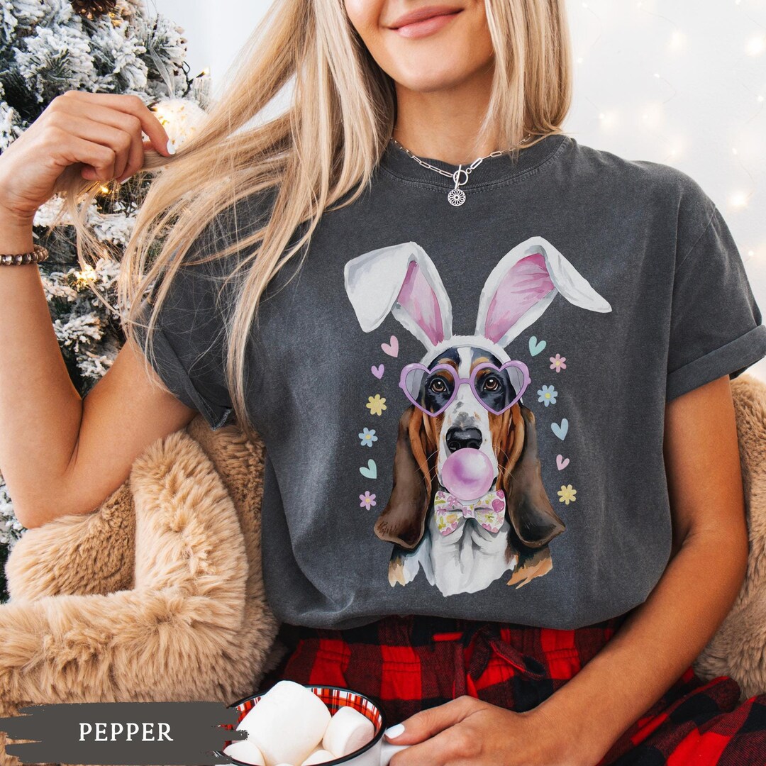 Funny Basset Hound Easter Bunny Shirt, Comfort Colors Spring Rabbit ...