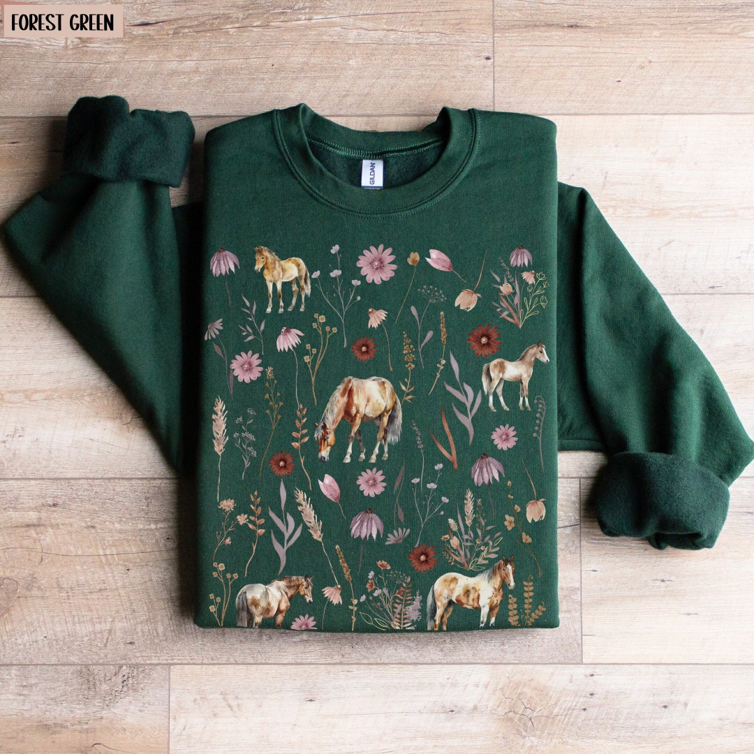 Horse Girl Sweatshirt Pressed Flower Sweater for Country Girl Gift ...