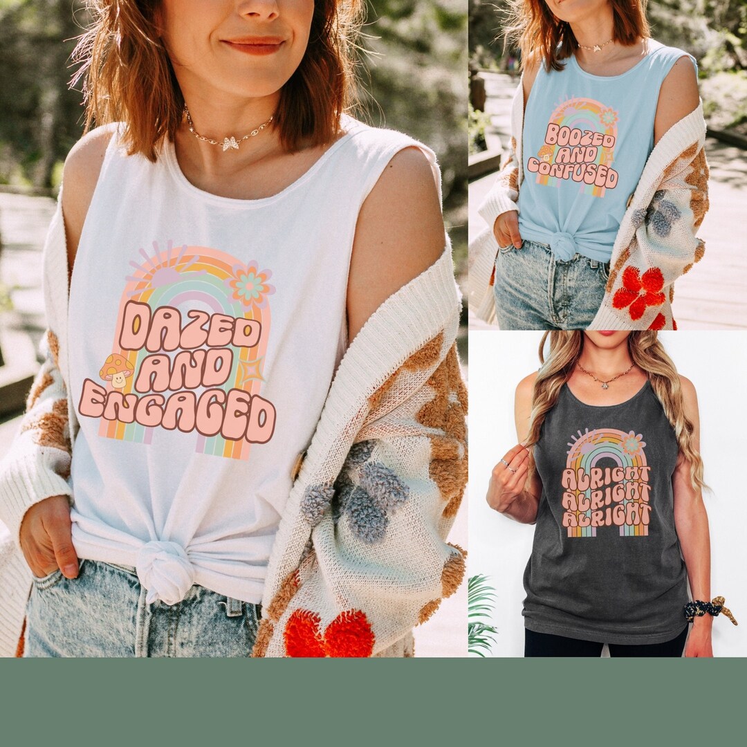 Comfort Colors Dazed Engaged Tank Top, Disco Beach Bachelorette Tank ...