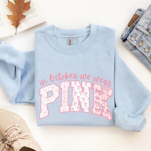 Preppy Breast Cancer Awareness Sweatshirt, Pink October Cancer Sweater ...