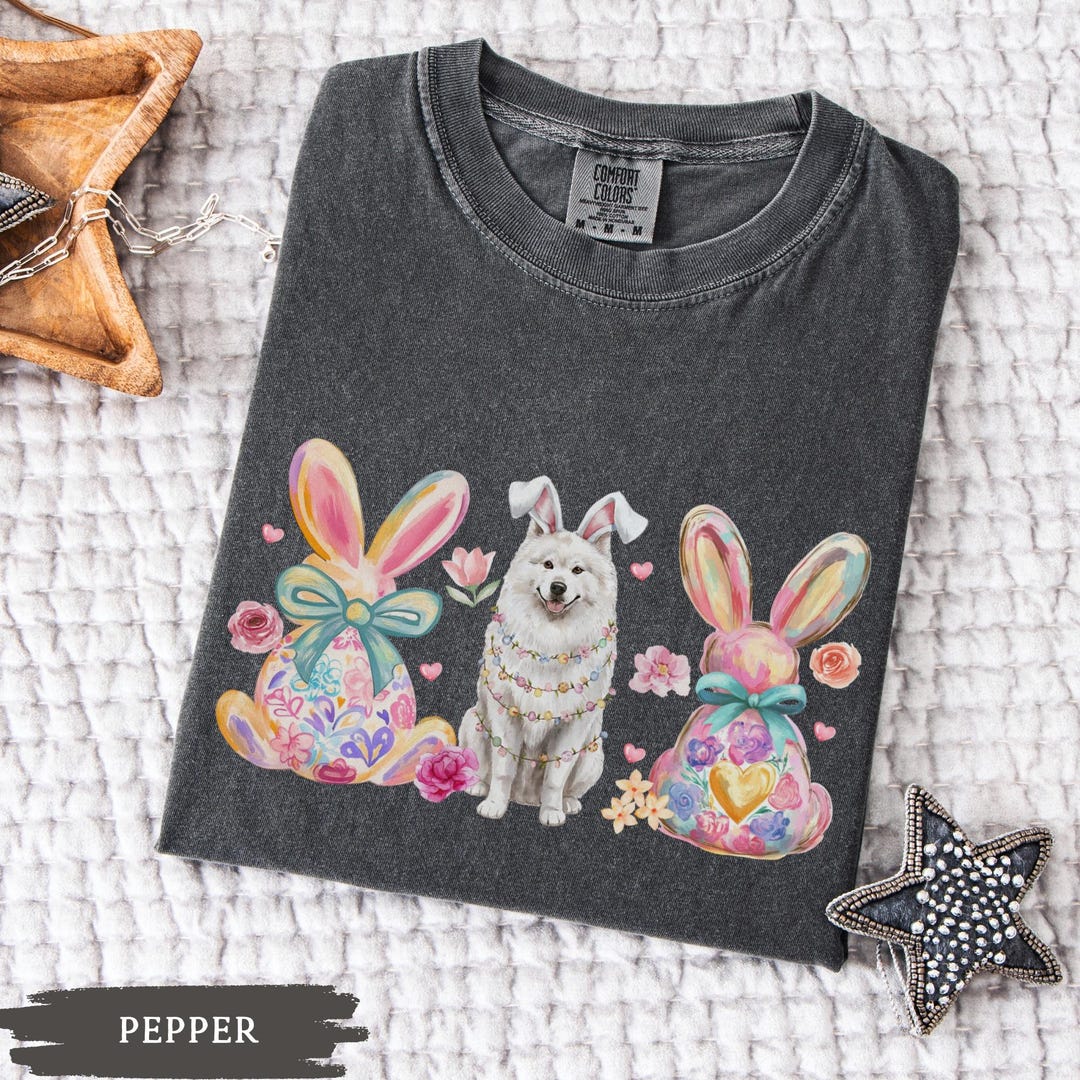 Floral Samoyed Easter Bunny Shirt, Comfort Colors Spring Samoyed Tee ...